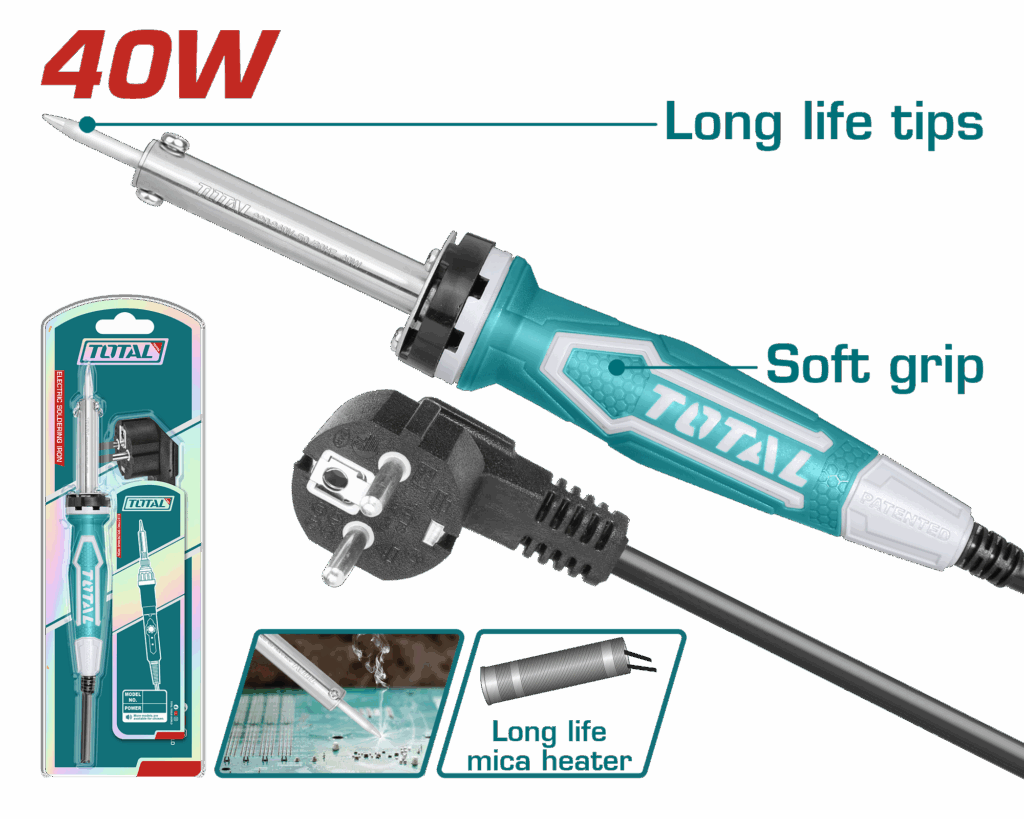Total Electric Soldering Iron Straight Tip 40W- TET1406 - Total Tools ...