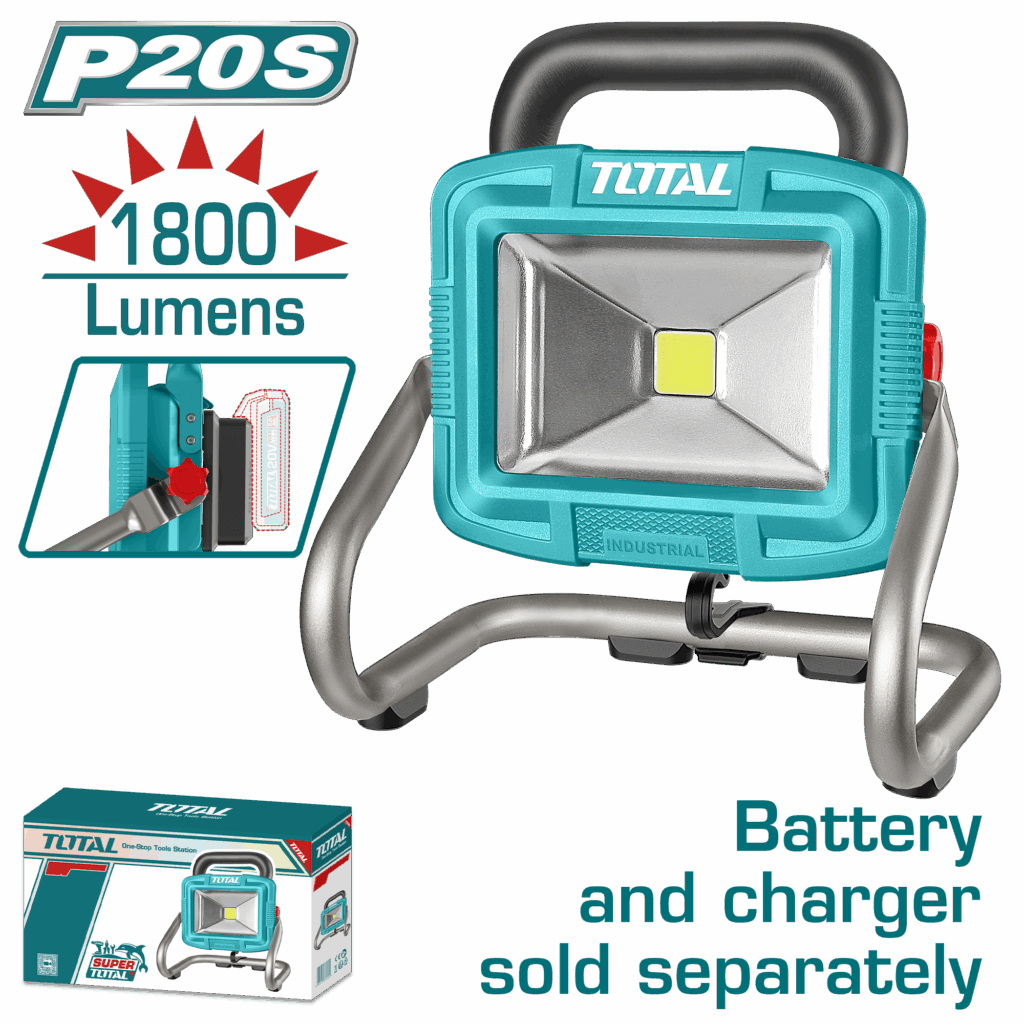 Total Cordless 20V Portable LED Work Lamp – 20W Bright Light, 1800 ...